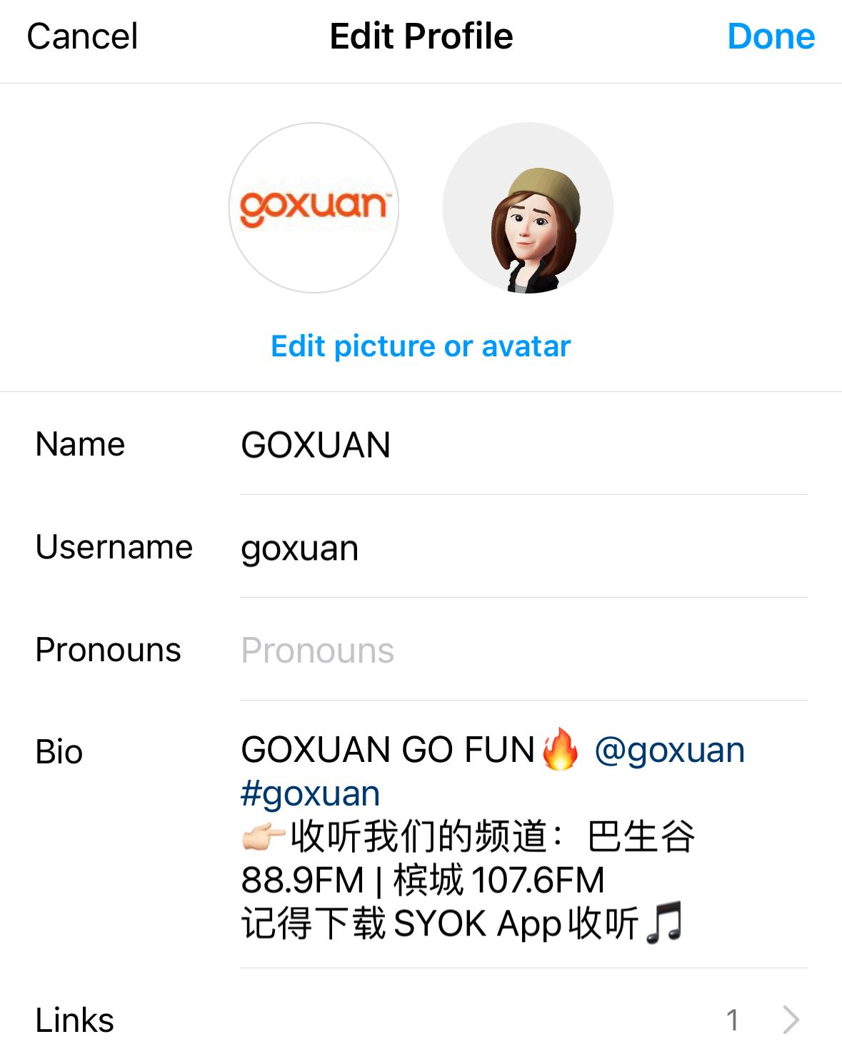 IG新功能：可以一次过放两个link在bio | GOXUAN